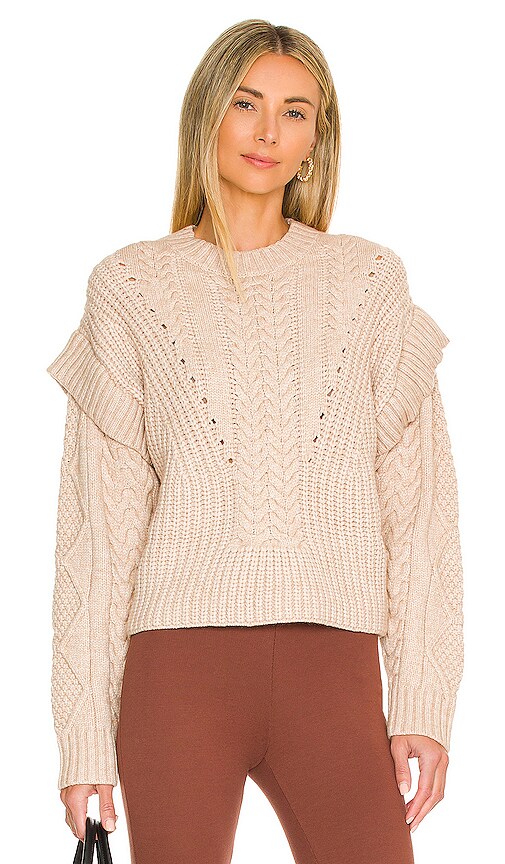 Central Park West Myles Cable Sweater in Oatmeal | REVOLVE
