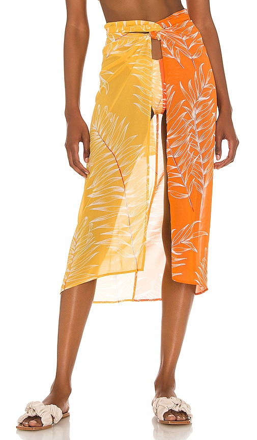 Camila Coelho Jayla Pareo Skirt in Yellow & Orange | REVOLVE