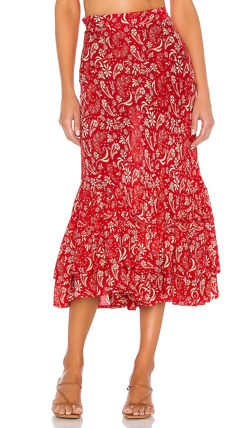 coolchange Florence Meadow Skirt in Flame & Buff | REVOLVE