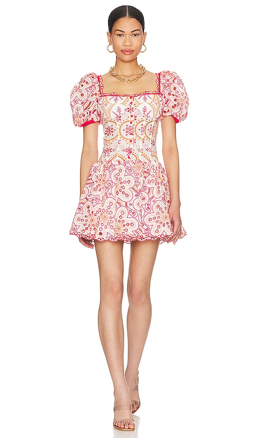 Charo Ruiz Pink Yara Broderie Anglaise Mini Dress In White | ModeSens