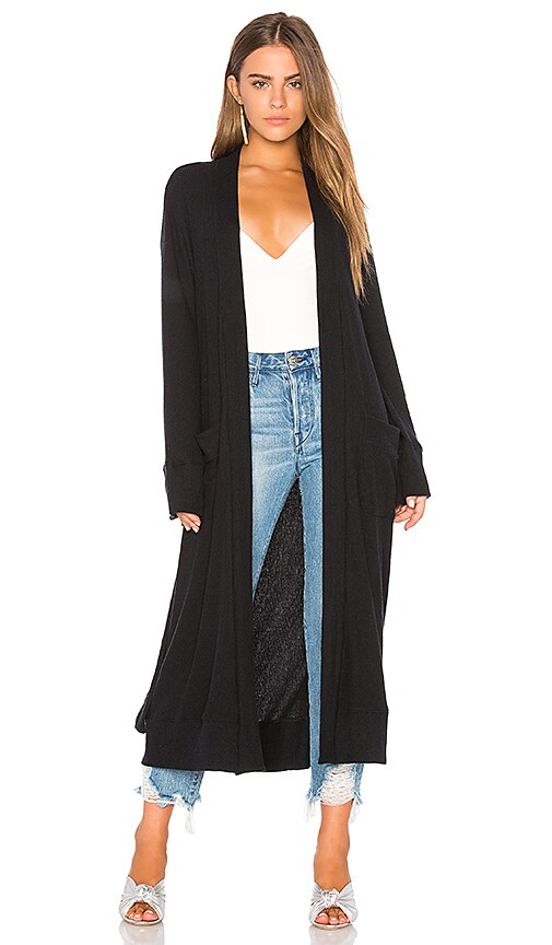 Chaser Love Rib Cardigan Robe in True Black | REVOLVE