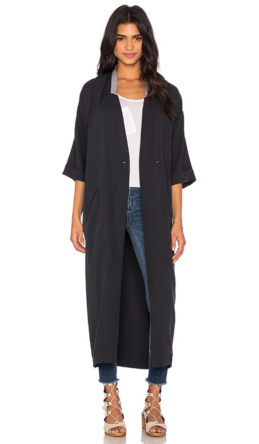 custommade Valaria Trench Jacket in Anthracite Black | REVOLVE