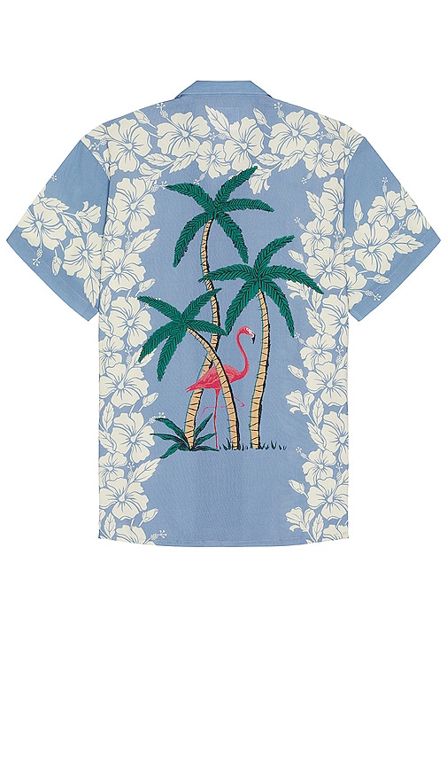 Duvin Design Tropical Floral Button Up Shirt in Blue | REVOLVE