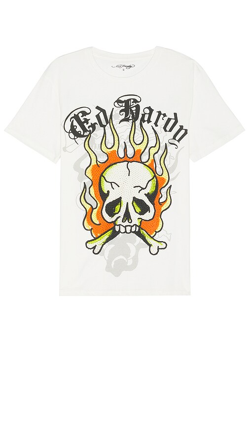 Ed Hardy Flame Skull Tee in Ivory | REVOLVE