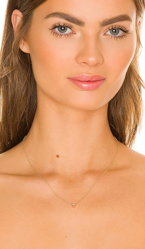 EF COLLECTION Pink Sapphire Heart Necklace in Yellow Gold | REVOLVE