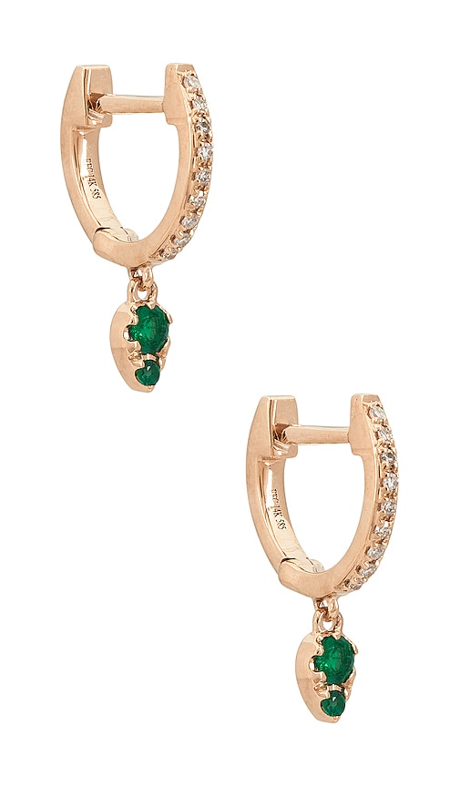 EF COLLECTION Emerald Diamond Mini Huggie Earrings in 14k Yellow Gold ...
