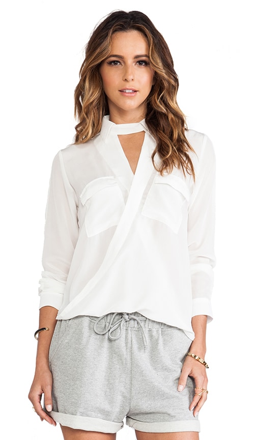 Elliott Label Cross Over Shirt in White | REVOLVE