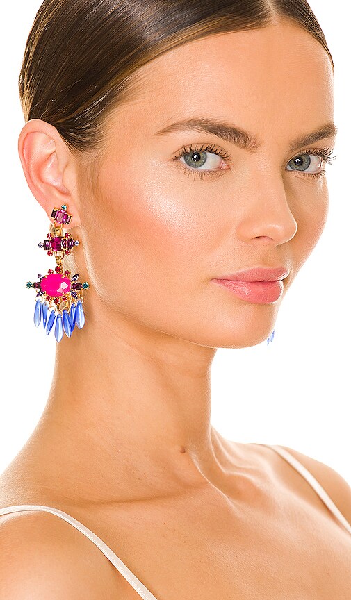 Elizabeth Cole Elodie Earring in Navy & Pink | REVOLVE