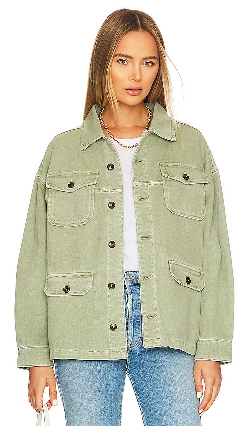 Ena Pelly Elyse Army Shacket in Smoke Green Wash | REVOLVE