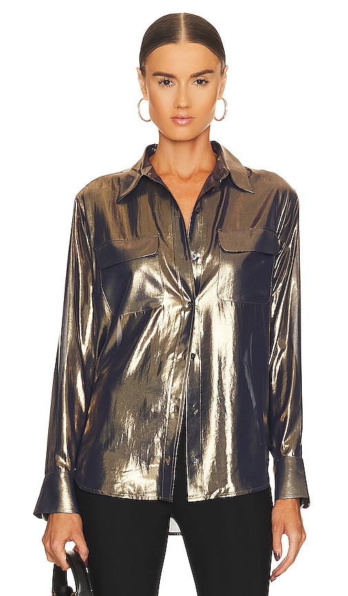 Equipment Signature Shirt in Gold | REVOLVE