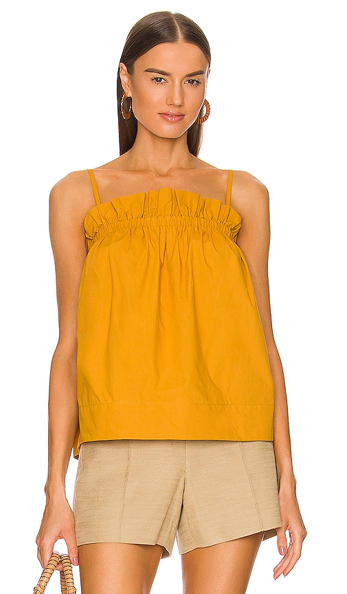 Essentiel Antwerp Bubu Elasticated Ruffle Top in Yellow Submarine | REVOLVE