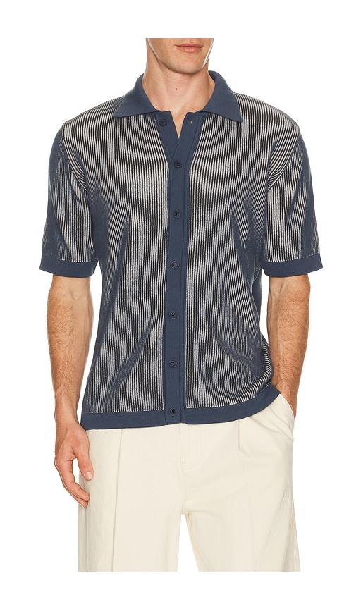 Far Afield Velzy Knitted Shirt in Blue & Sand | REVOLVE