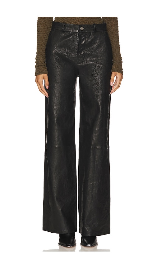 FRAME Relaxed Leather Trouser in Black | REVOLVE