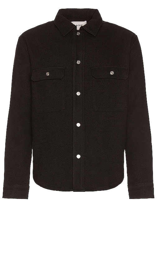 FRAME Woven Shirt Jacket in Noir | REVOLVE