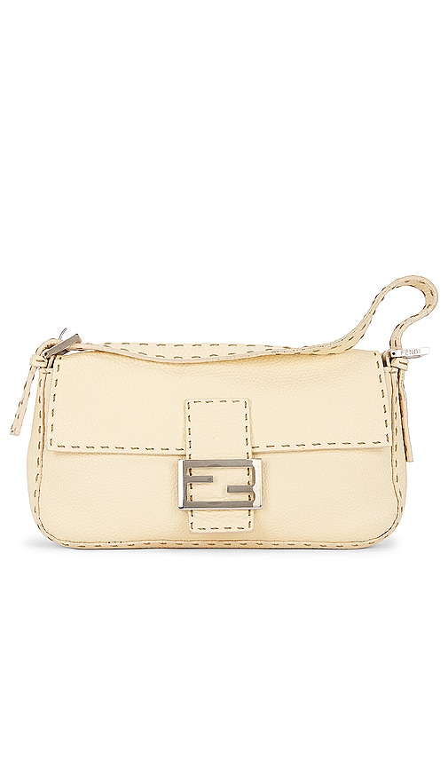FWRD Renew Fendi Leather Shoulder Bag in Cream | REVOLVE