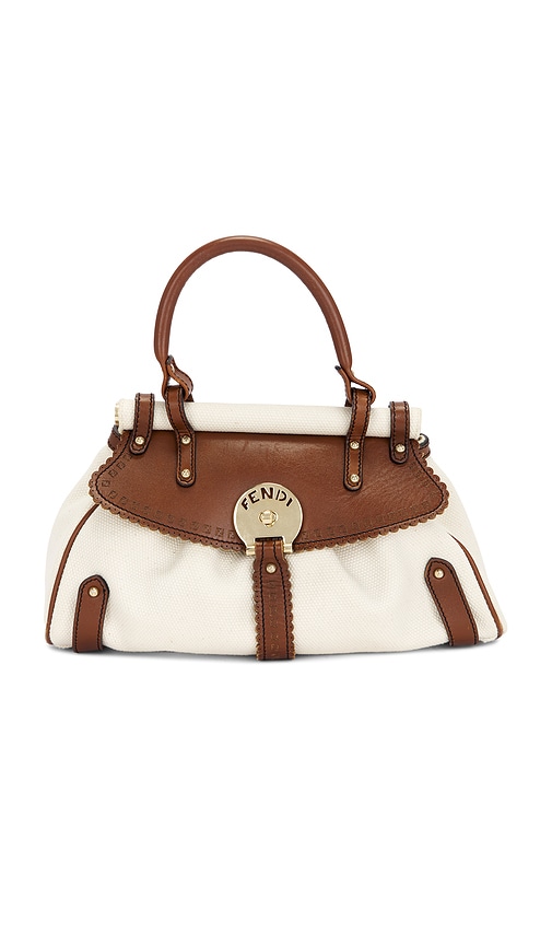 FWRD Renew Fendi Magic Handle Bag in White & Brown | REVOLVE