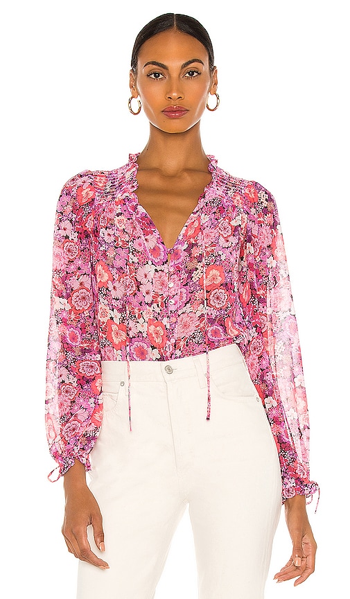 For Love & Lemons Grace Blouse in Carnation | REVOLVE