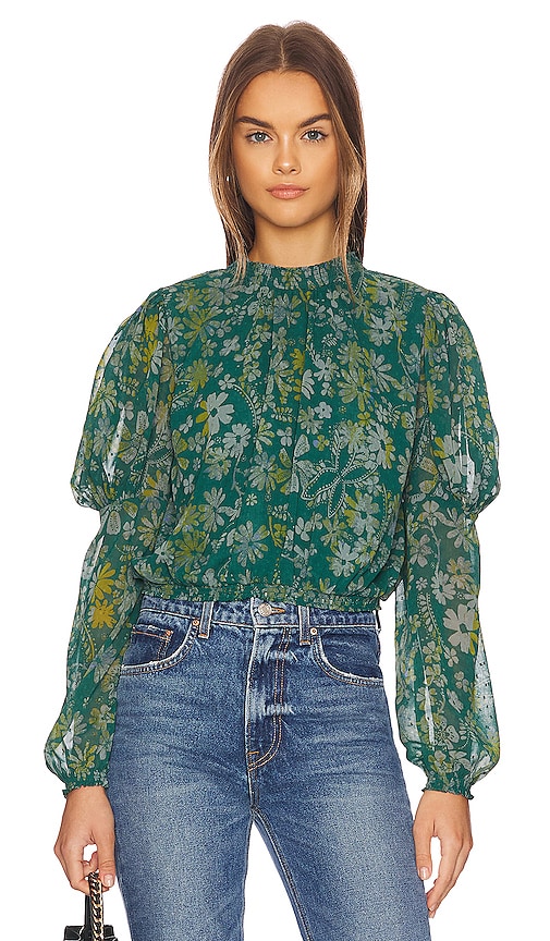 Free People Clarissa Printed Top in Sea Combo | REVOLVE