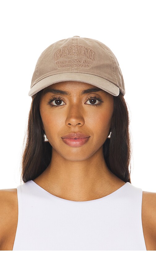 Ganni Cap Hat in Shitake | REVOLVE