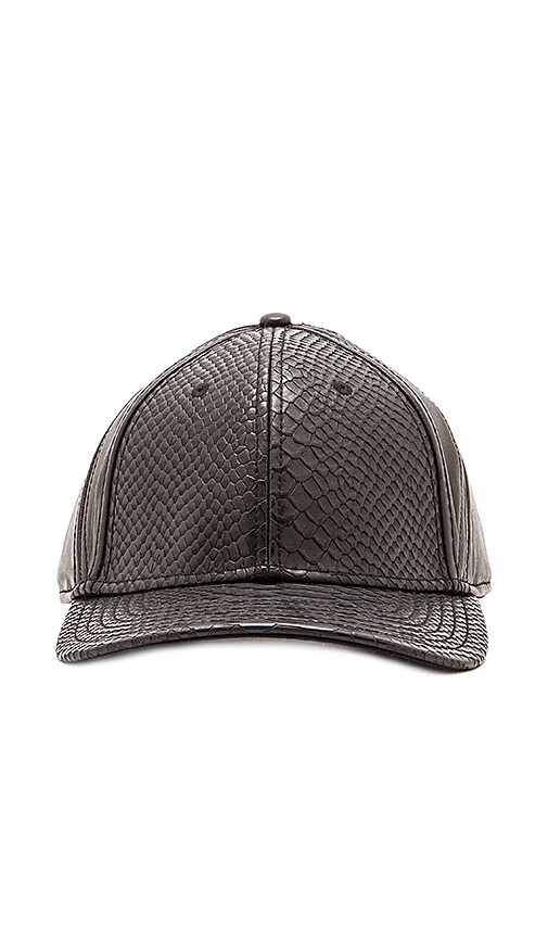 Gents Co. Luxe Embossed Viper Leather Hat in Black | REVOLVE