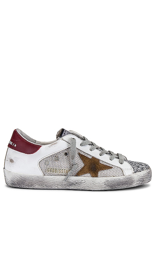 Golden Goose Superstar Sneaker in White, Tobacco & Red | REVOLVE