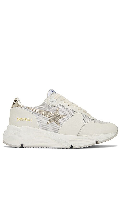 Golden Goose Running Sole Sneaker in Silver, White, & Platinum | REVOLVE