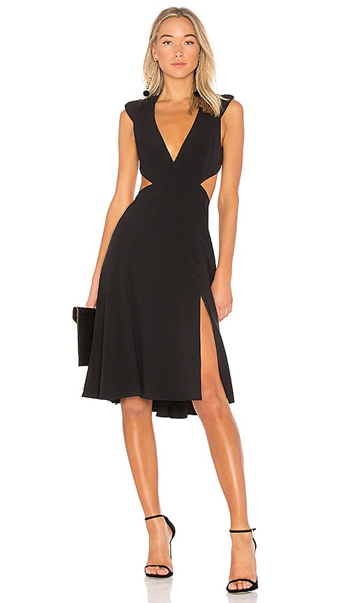Halston Heritage V Neck Flowy Dress In Black Revolve