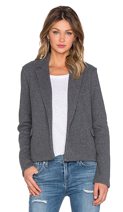James Perse Cropped Fleece Coat in Charcoal | REVOLVE