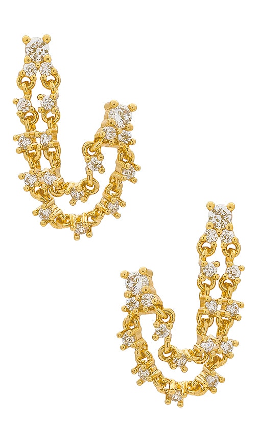 Joy Dravecky Jewelry Ava Double Stud Earrings in Clear | REVOLVE