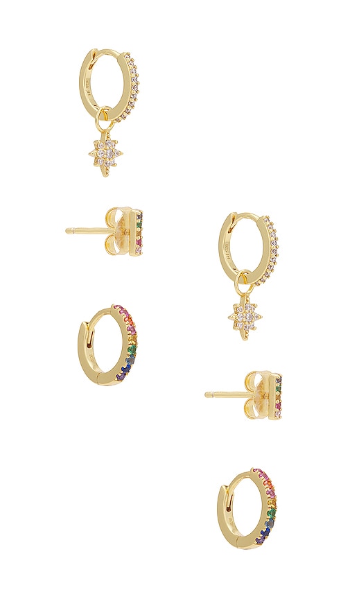 Jackie Mack Rainbow Star Huggies Set in Gold | REVOLVE