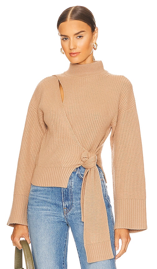 SIMKHAI Amaris Wrap Sweater in Nutmeg | REVOLVE
