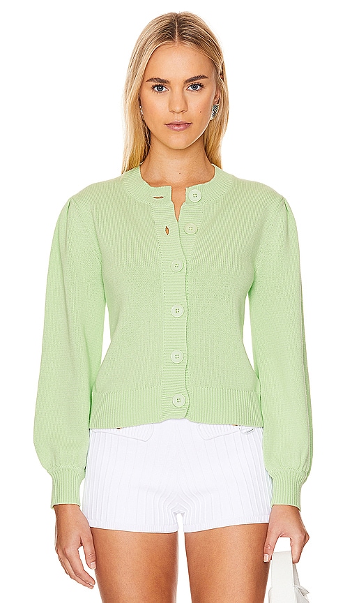JUMPER 1234 Puff Sleeve Cardigan in Lime | REVOLVE