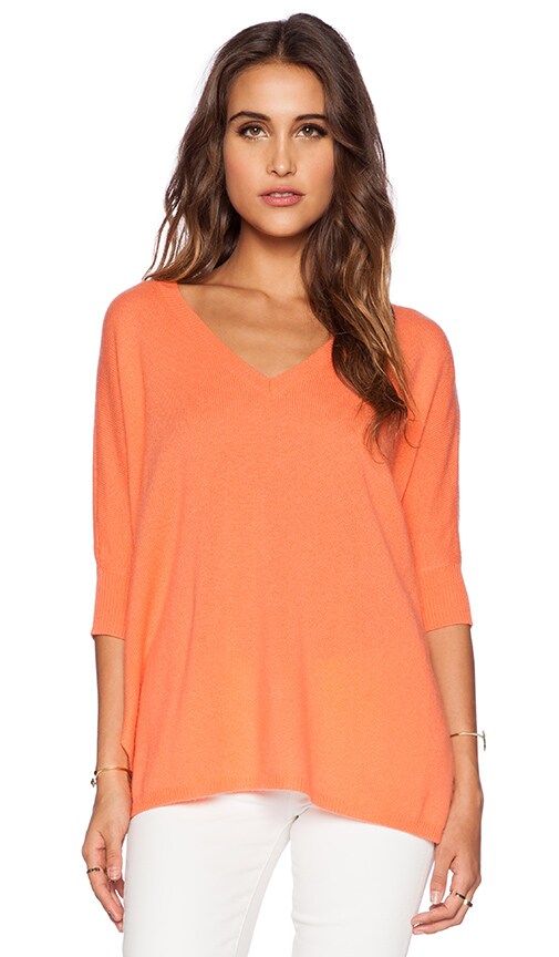 Kingsley Ella Cashmere V Neck Sweater in Persimmon | REVOLVE
