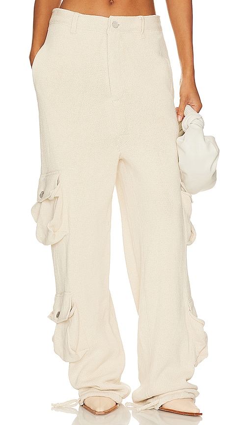 Knorts Knit Denim Cargo Pants in Ecru | REVOLVE