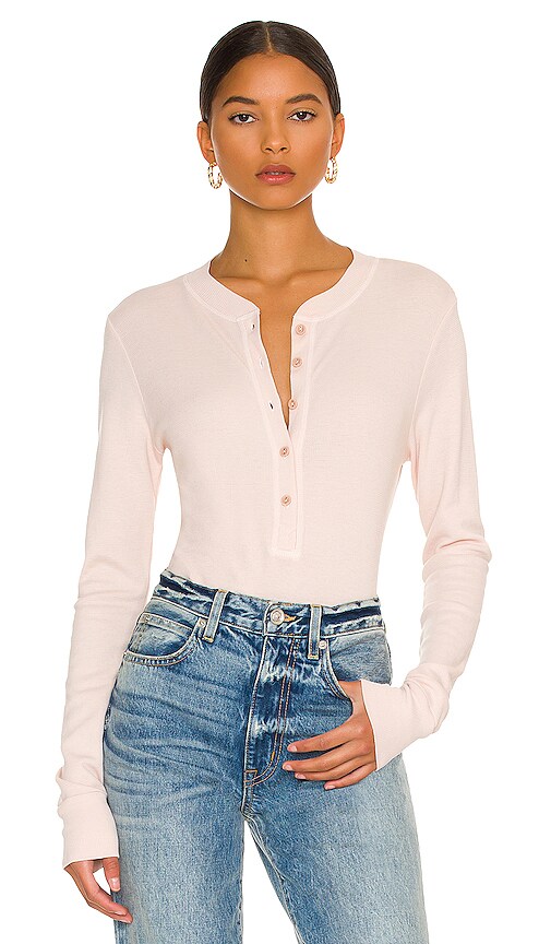LA Made Ava Crop Henley in Soft Sand | REVOLVE
