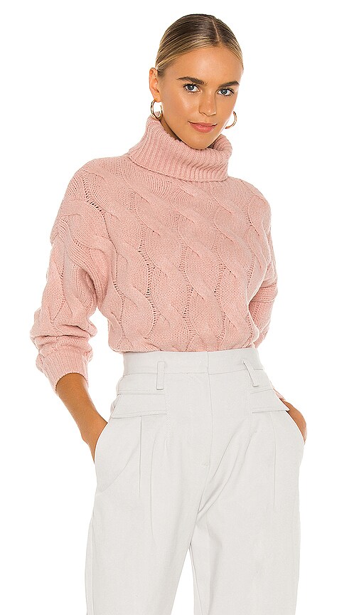 Line & Dot Aimee Cable Knit Sweater in Pink | REVOLVE