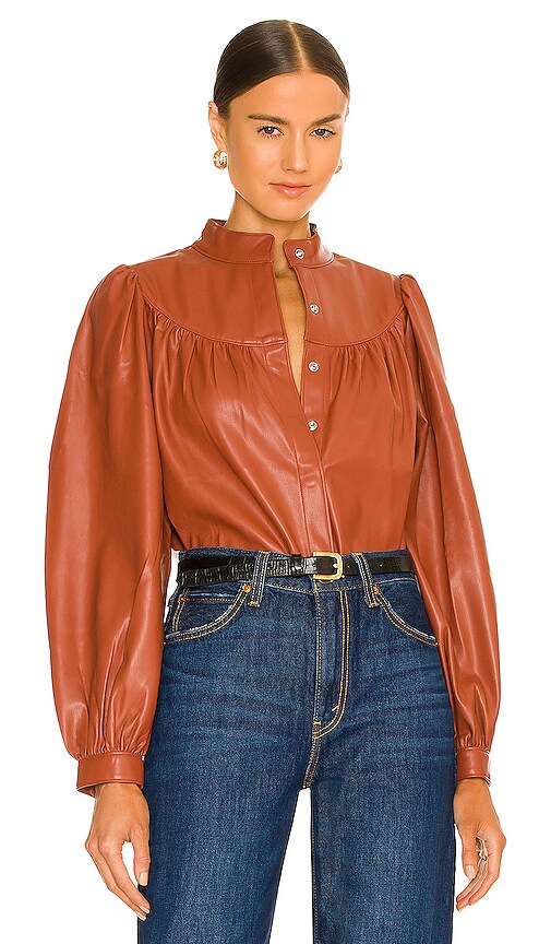 LEVI'S Darby Faux Leather Top in Brandy Brown | REVOLVE