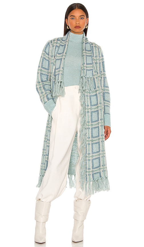 LoveShackFancy Avie Duster in Sky Blue Plaid | REVOLVE