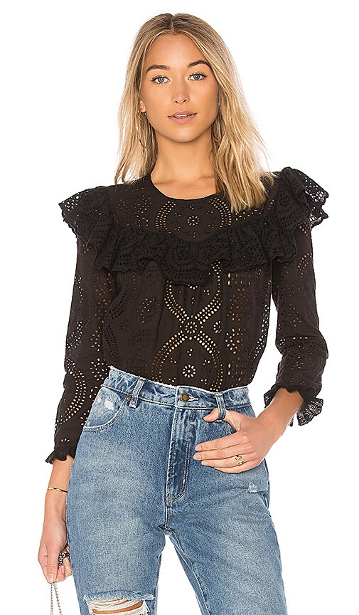 LoveShackFancy Erin Top in Black | REVOLVE