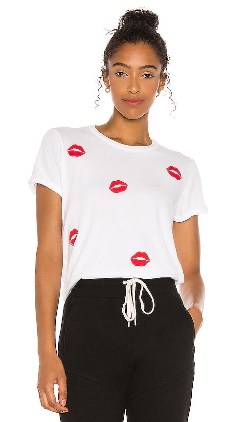 Lauren Moshi Red Mini Kisses Edda Vintage Tee in White | REVOLVE