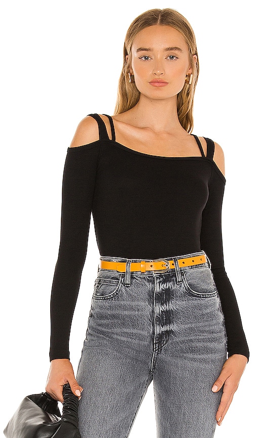 LNA Amber Rib Long Sleeve Top in Black | REVOLVE