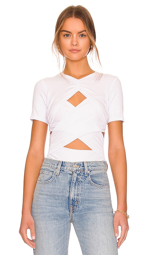 LNA Eternity Wrap Tee in White | REVOLVE