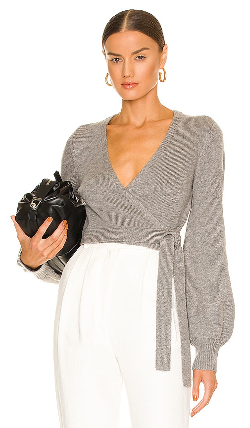 LPA Balloon Sleeve Wrap in Med Heather Grey | REVOLVE