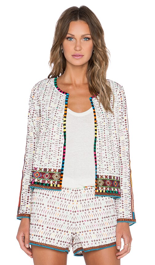 Love Zula Yucatec Emb Jacket in Ivory with Multi Color in Ivory & Multi ...