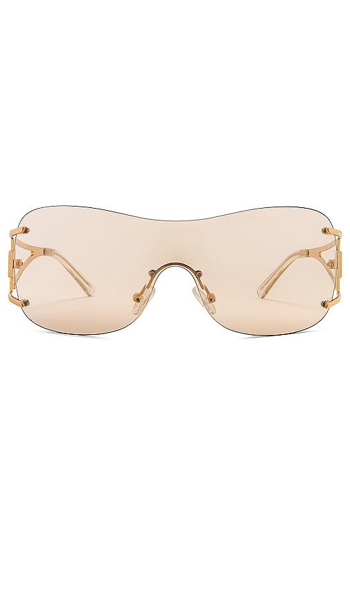 Le Specs Le Fame in Gold & Champagne Tint Flash Mirror | REVOLVE