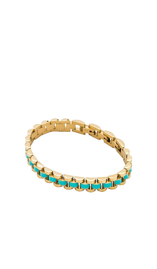 Luv AJ Timepiece Bracelet in Turquoise & Gold | REVOLVE