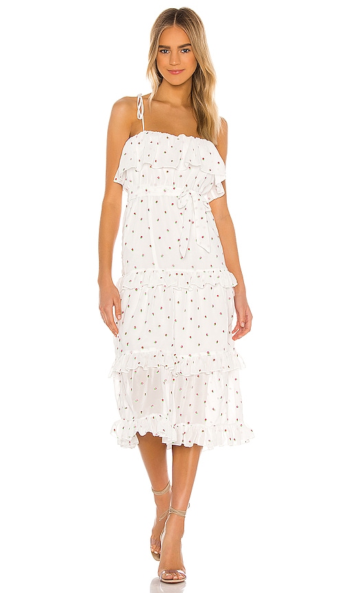 MAJORELLE Edna Midi Dress in White Ditsy | REVOLVE