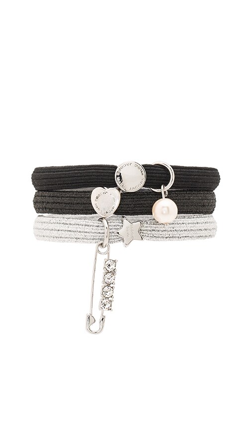 Marc Jacobs Crystal Safety Pin Cluster Pony in Silver Multi | REVOLVE