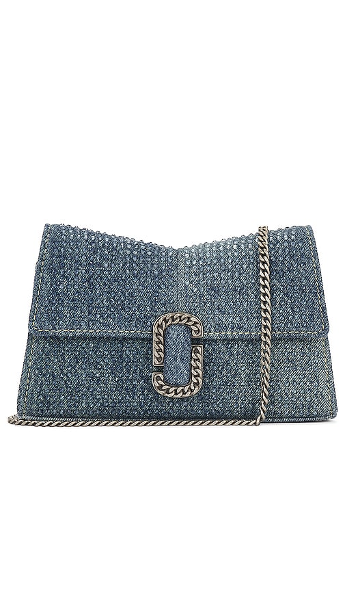 Marc Jacobs The Denim St. Marc Chain Wallet in Light Blue Crystal | REVOLVE