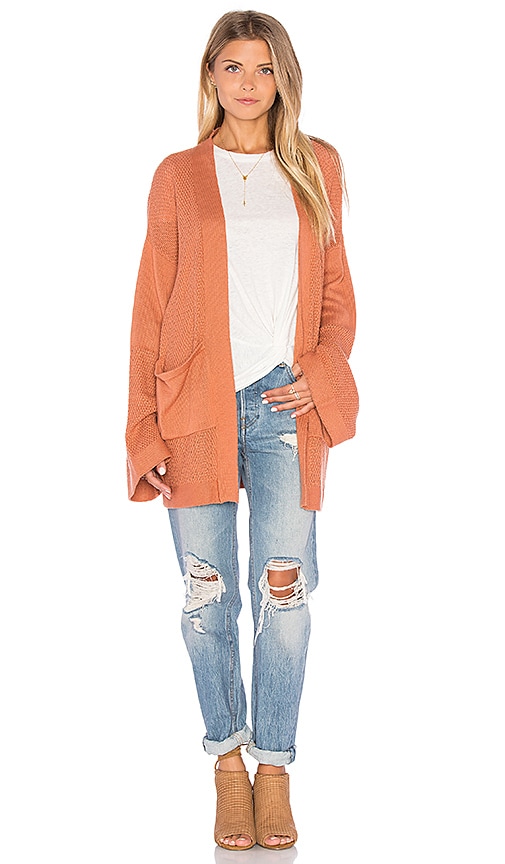 MINKPINK Flourish Cardigan in Terracotta | REVOLVE